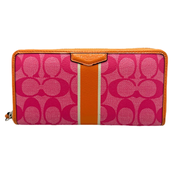 Coach | Bags | Coach Pink And Orange Stripe Signature Coat Canvas ...